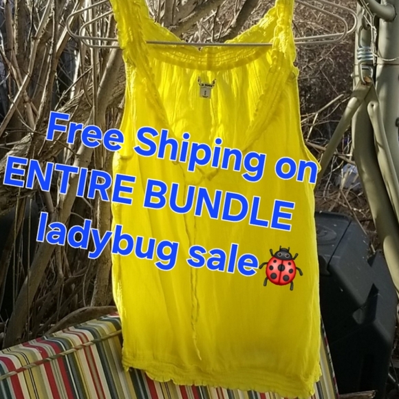 Old Navy | Tops | Ladybug Free Shipping Sale Lemon Yellow Gauzy Tank ...